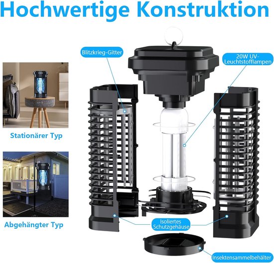 uv-insectenlamp, vliegenvanger, insectenval voor binnen en buiten ...