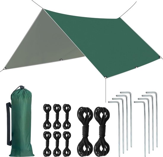 Waterdicht tentzeil met oogjes, 3x3M Ultralichte tentluifel Waterdicht ...