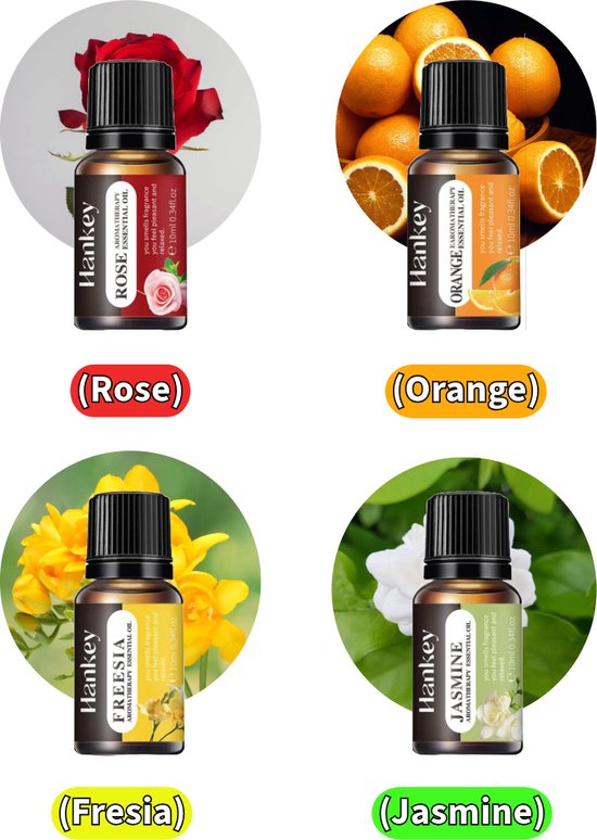 Hankey etherische oliën 8 x 10ml Set - Essentiële olie set - Geschikt ...