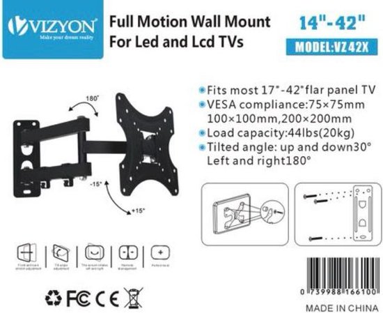 Vizyon VZ 42X - 17-42 Inch - Universele Monitor Muurbeugel - Wand ...