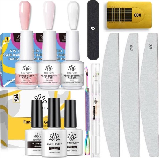 Born Pretty - Biab - Builder in a bottle - Builder gel - Biab nagellak - Biab set -... | bol