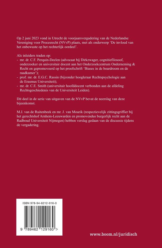 Nederlandse Vereniging voor Procesrecht 49 - De invloed van het onbewuste op het... | bol