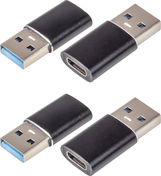 Nuvance USB A naar USB C Converter - Hub - Set van 4 - Universele USB ...