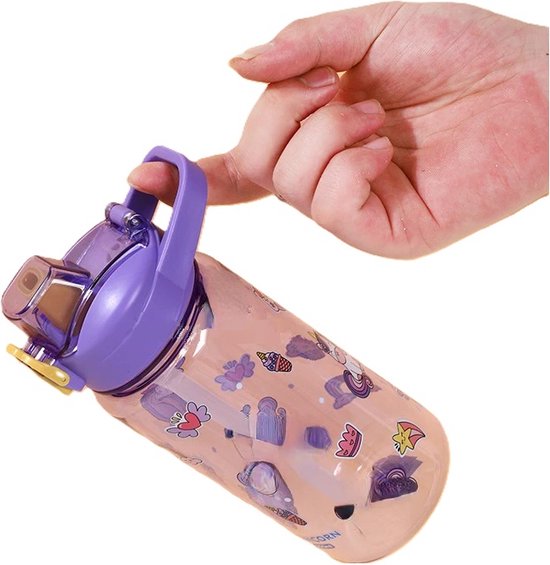 Sue - flip up unicorn - anti lek - 600 ml drinkfles - met rietje en afsluitdop | bol