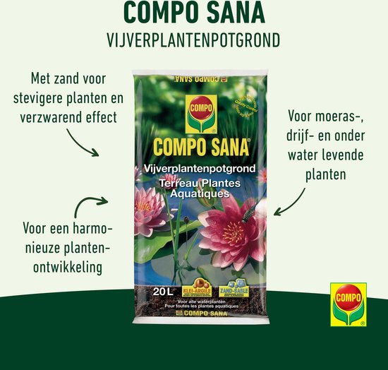 COMPO SANA Vijverplantenpotgrond - voor moerasplanten, drijfplanten en ...