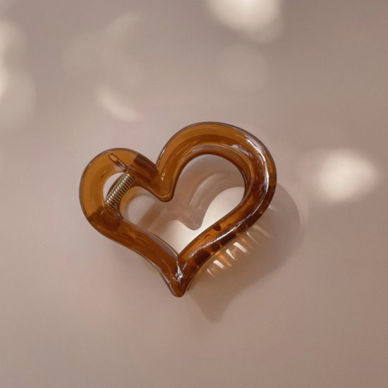 Haarklem - Hart - Bruin transparant - haaraccessoire | bol