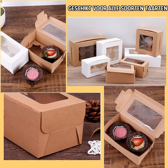 Cupcake doos - Voor 20 Muffins - Met Kijkvenster - Uitneembare ...
