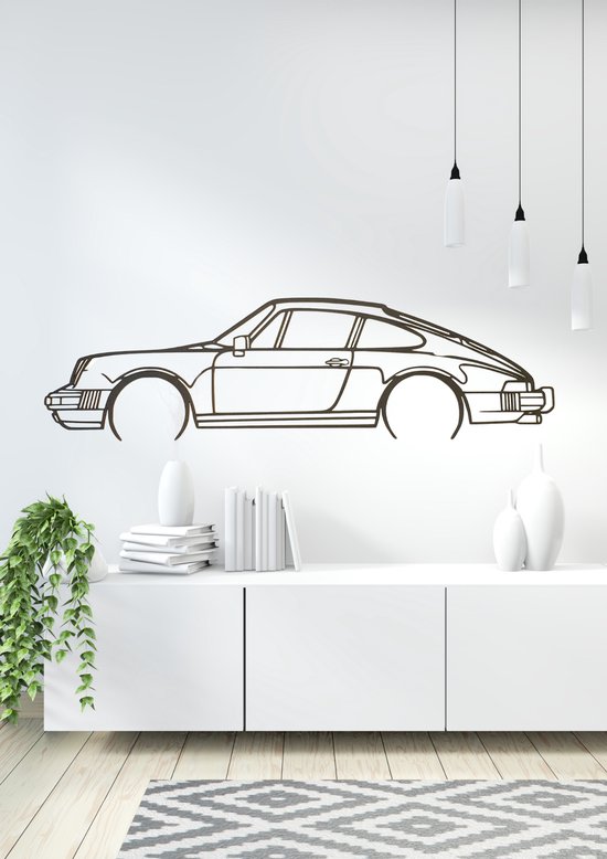 Olivios design porsche 911 wandpaneel auto silhouet 118x34cm 4mm dik ...