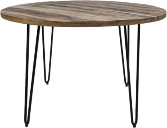 Alexa Eettafel - ø120x77cm - Naturel/Zwart - Hout/Metaal - eettafel ...