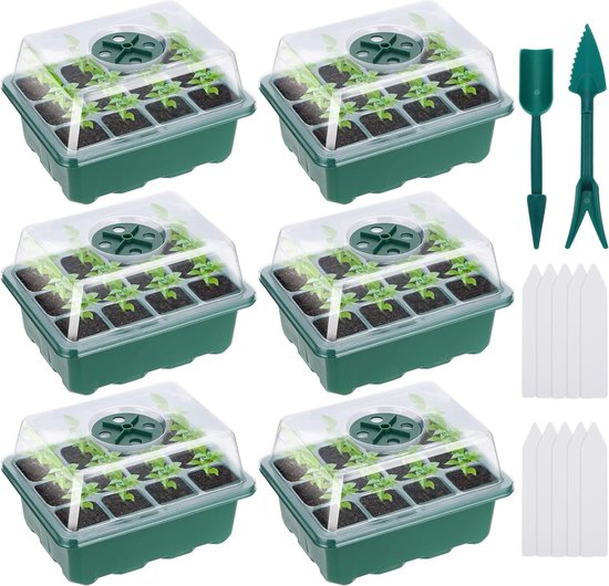 Set van 6 Kweekkassen voor 72 Cellen met Complete Kweekset Kweekkas!" | bol