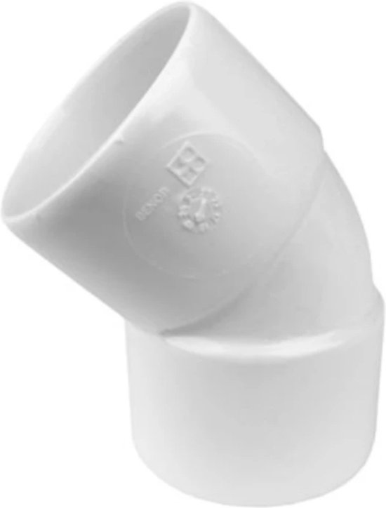 Wavin Wadal PVC bocht 45° mof-mof lijm 32mm - wit (3201203004) | bol