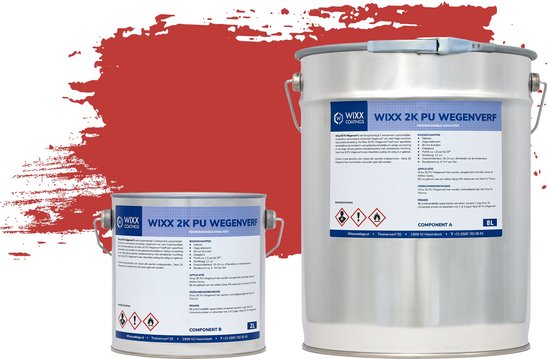 Wixx 2K PU Wegenverf Lijnenverf - 5L - RAL 3020 | Verkeersrood | bol