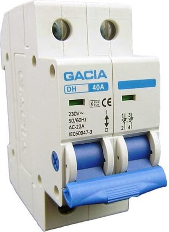 Gacia DH-240 - Hoofdschakelaar 2 polig 40A - 230V - 50/60Hz | bol