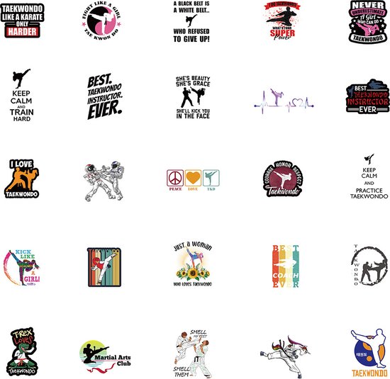 Taekwondo Stickers 50 Stuks - Luxe Stickers - Skateboard Stikers ...