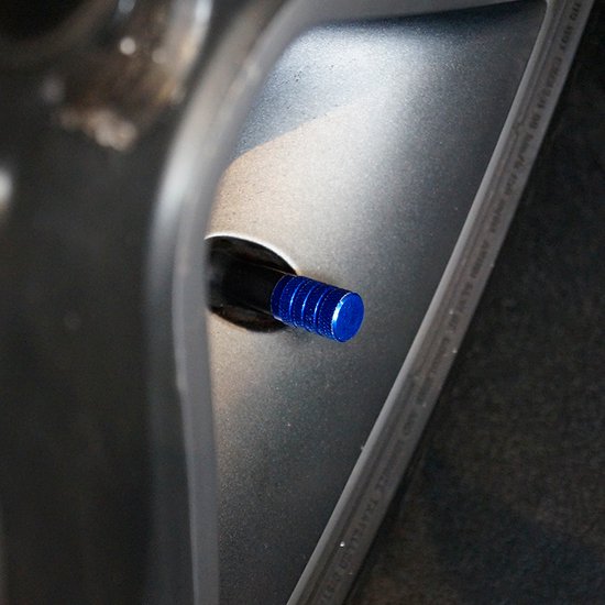 Schrader (auto) ventiel - Blauw aluminium grip met afdichting | bol