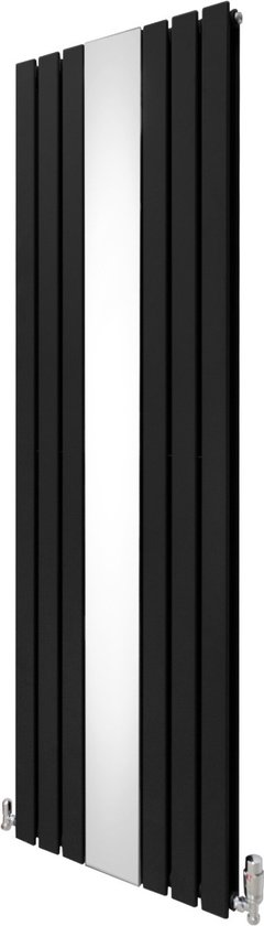 Platte Spiegel Radiatoren & TRV Chroom Kleppen - 1800mm x 565mm - Zwart ...