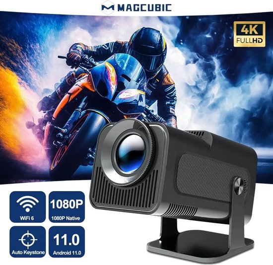 Mini Beamer - 2024 model - WiFi 6 mini beamer- Ultieme draagbare beamer ...