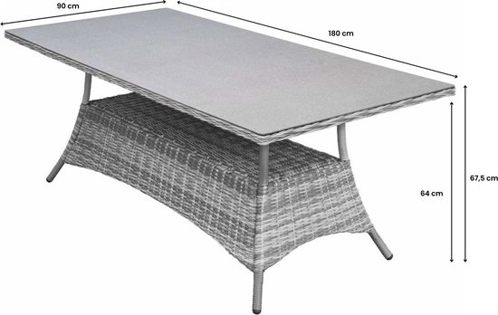 Tuintafel Dublin 180x90cm | Keramiek & Wicker | bol