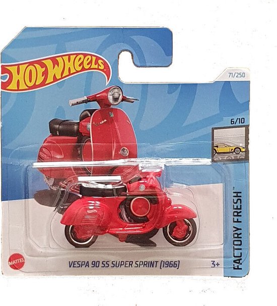 HOT WHEELS VESPA 90 SS SUPER PRINT (1966) RED 71/250 1:64 FACTORY FRESH ...