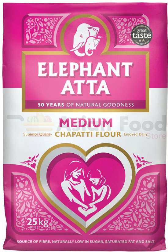 Elephant Volkorenmeel Medium - 25 kg - Elephant Atta - Volkorenmeel ...