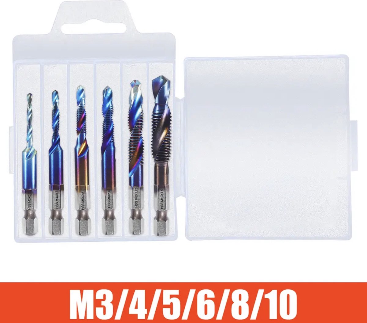 6-delig Boortap set - Blauwe NaCo coating - Bit boor tap en verzinken ...