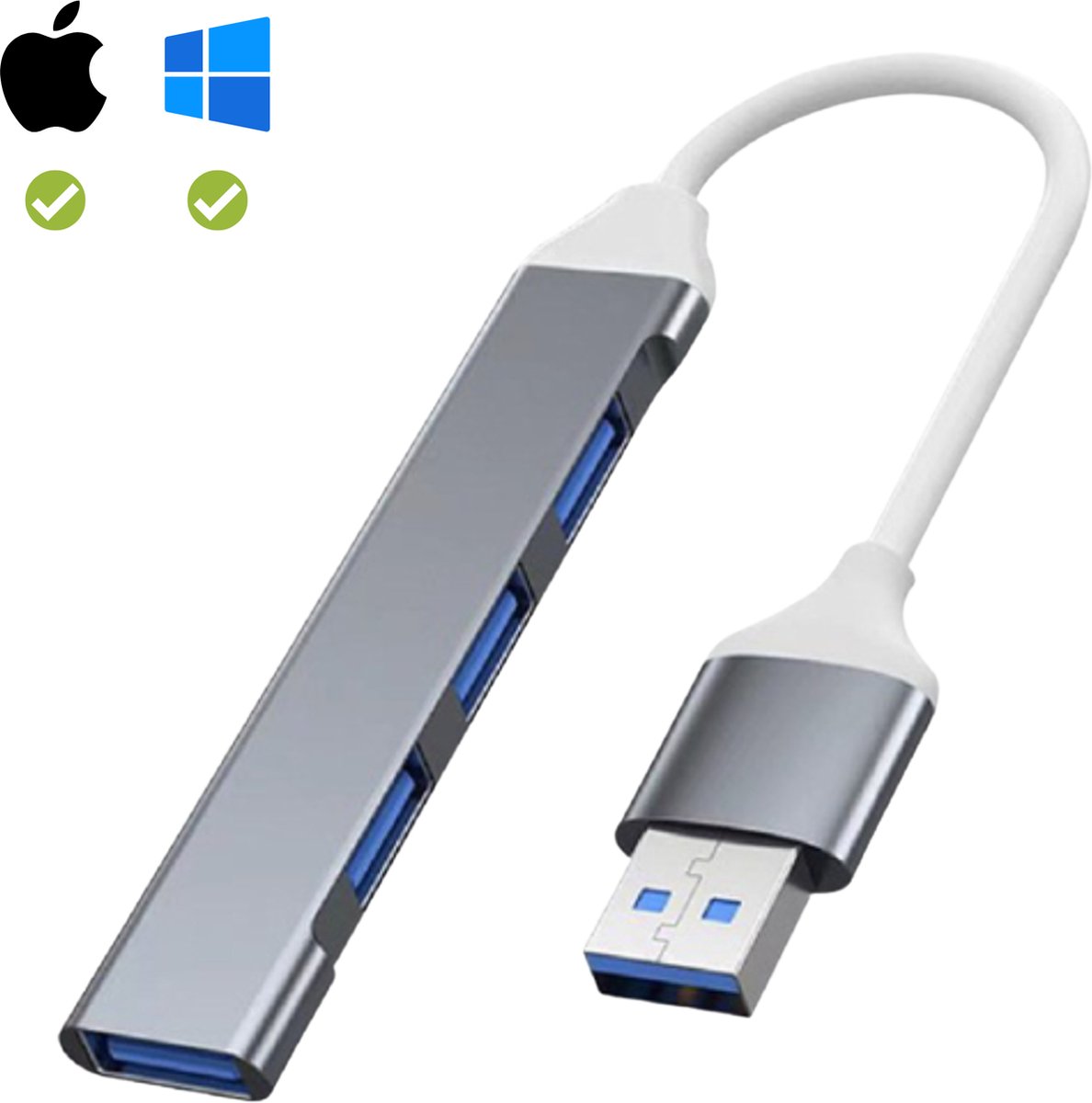 Aluminium USB 3.0 Hub - USB Splitter - 4 extra USB A Poorten - USB A Connector -... | bol.com