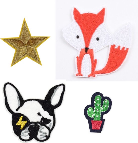 patch set vos - strijk embleem - stof en strijkapplicatie - hond ...