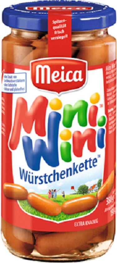 Meica Mini Wini worstenketting - 12 x 380 g glas | bol
