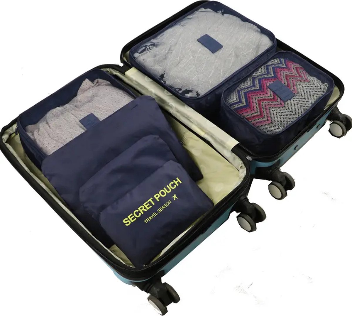 Packing Cubes set 6-Delig Navy - Compression Cube - Koffer Organizer ...