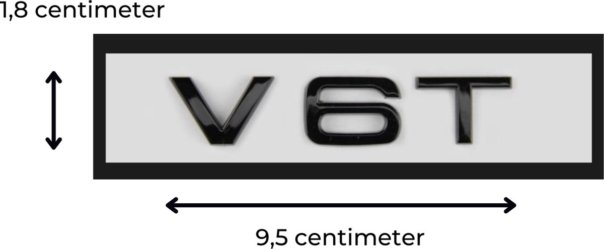 Auto Embleem V6T - Glossy Zwart - Zelfklevende Badge - V6 Logo voor ...