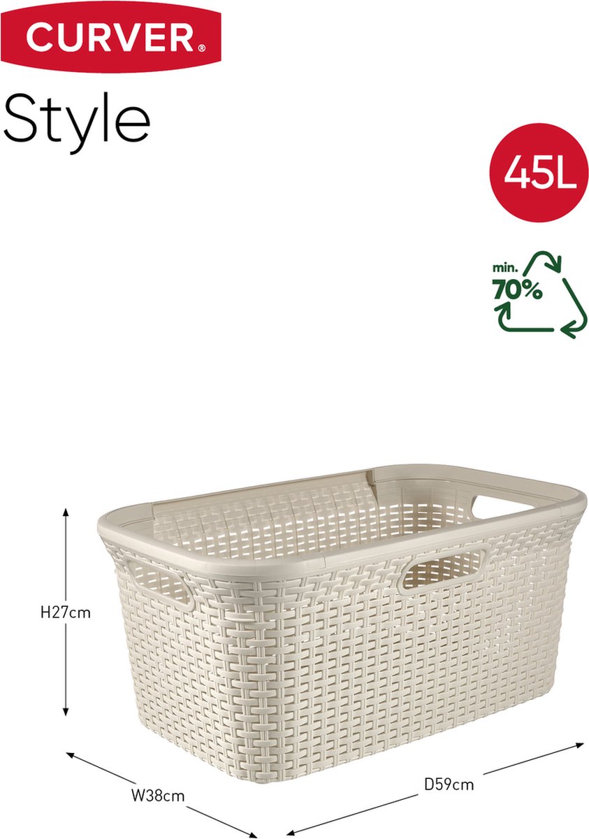 Curver Style Wasmand - 45L - 2 stuks - Wit | bol