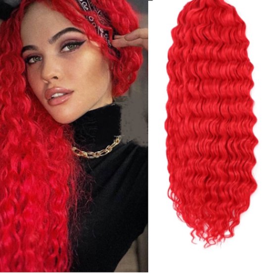 Rood crochet haar twist vlechthaar 75cm 5 pak invlechten Afro nep Haar ...
