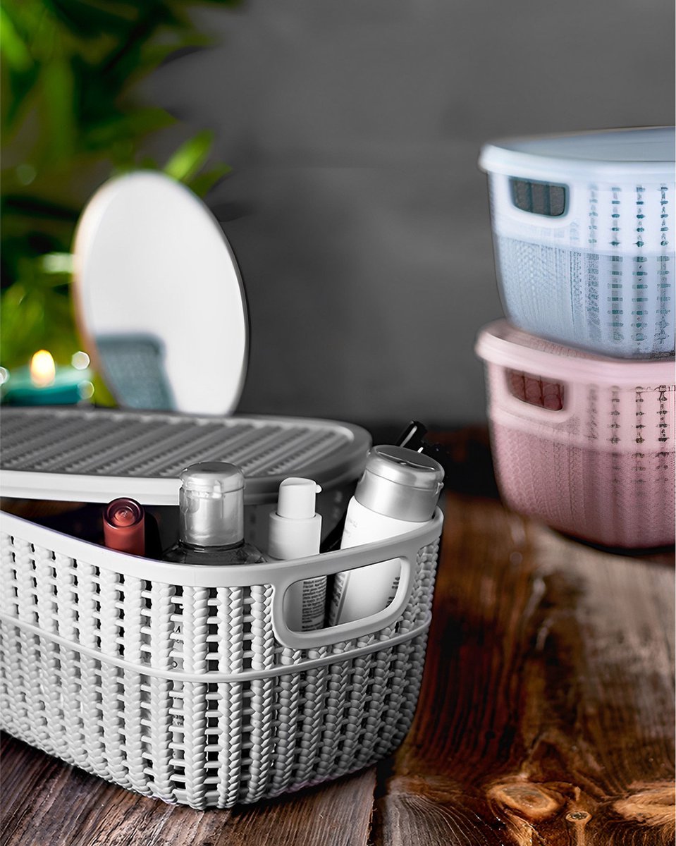 Opbergmand Gevlochten 6,8L - Mand - 2-Tone - Rechthoek - Blauw | bol.com