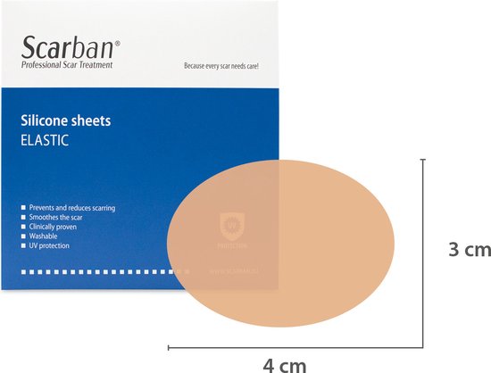 Scarban Elastic siliconenpleister ovaal 4x3 cm | vermindert littekens ...
