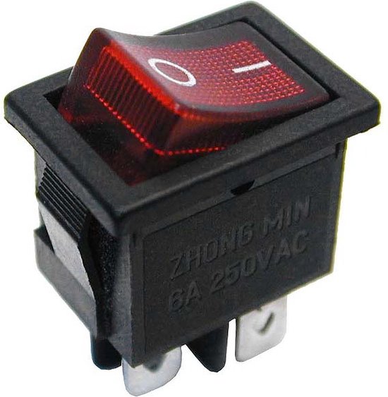 Schakelaar - rood - 250 volt - 3A - verlicht | bol