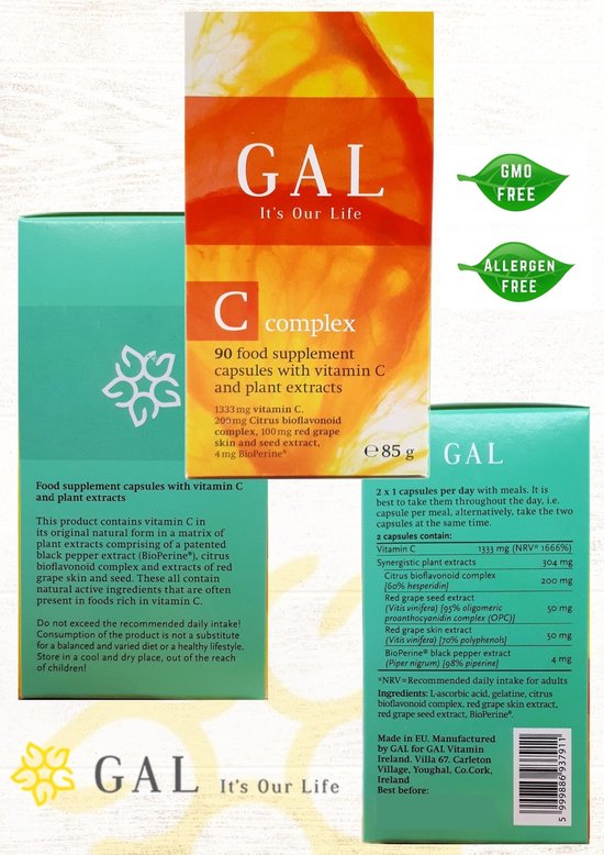 GAL Vitamine C Complex 90 capsules (667 mg per capsule). Natuurlijke ...