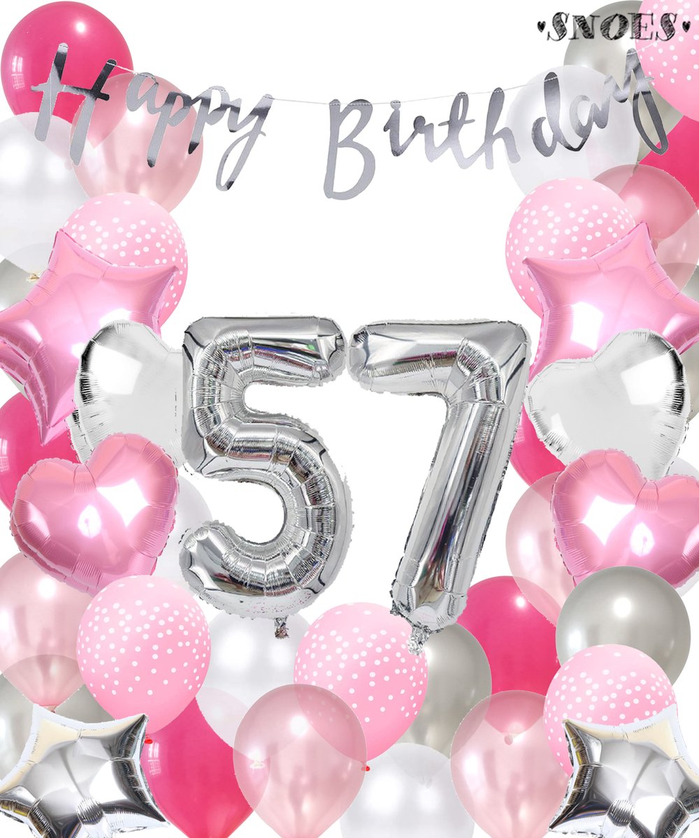 Snoes Ballonnen 57 Jaar Pink Blush Silver Mega Ballon - Compleet ...