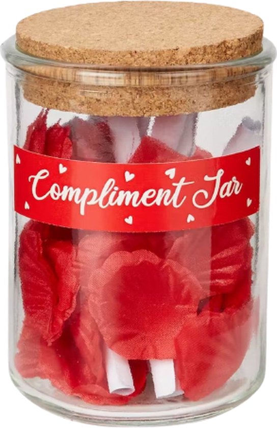 Compliment Pot - Rozen Blaadjes - Compliment Briefjes - Rood ...