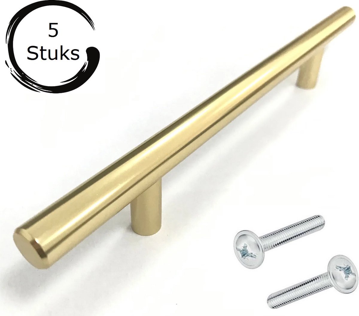 T-greep goud 200mm SET 5 stuks - Hartafstand 128mm - goud - Meubelgreep ...