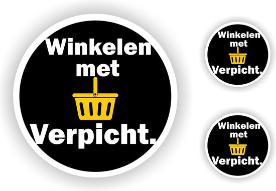 Winkelmand verplicht sticker set 3 stuks | bol