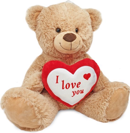 Knuffelbeer met Hart “I Love You” Pluche Knuffel (Bruin) 75 cm ...