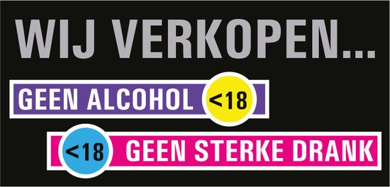 Wij verkopen geen alcohol onder 18 bord - kunststof 100 x 50 mm | bol.com