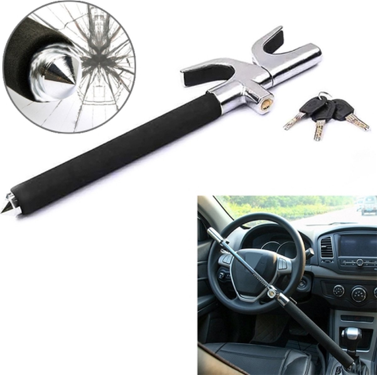Auto verstelbare telescopische U-vorm stuurslot Anti-diefstal ...