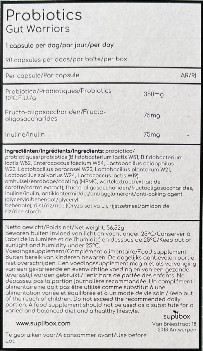 Suplibox Probiotics 90 capsules - probiotica prebiotica mix gisten en ...