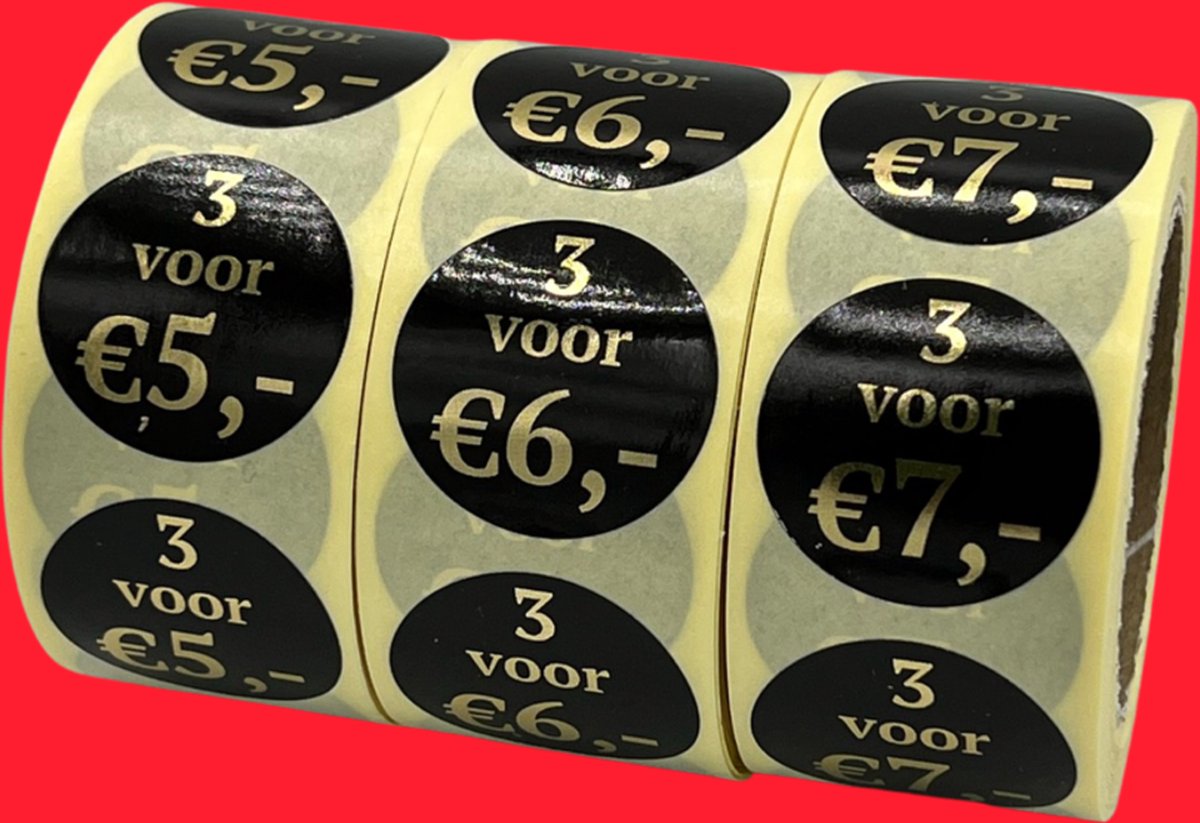 Reclame sticker - 3 voor €6 sticker - 250 Stuks - rond 25mm - korting ...