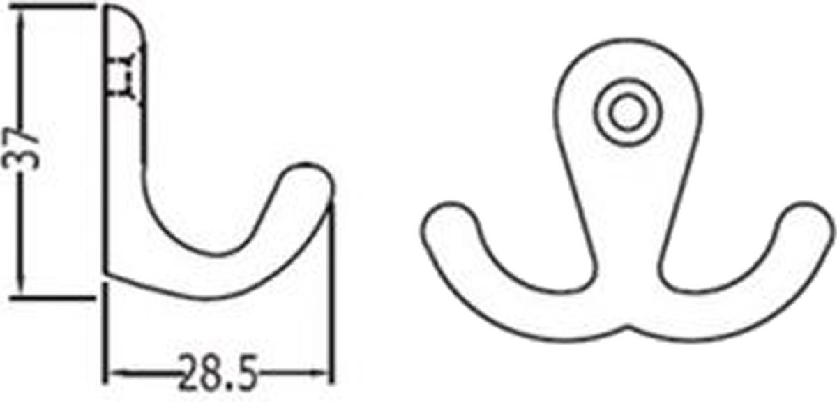 Dubbele haak zilver - 2 stuks - Jashaak - Muurhaak - Kapstokhaak - 0560 ...