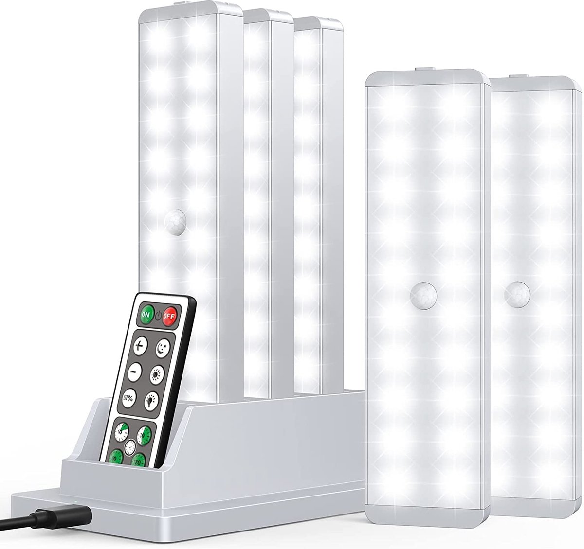 3-pack Draadloze Ledlampen met Bewegingssensor – Afstandsbediening ...