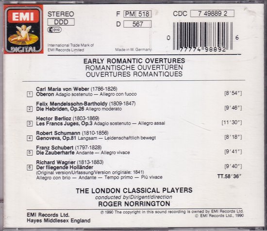 Early Romantic Overtures - Diverse componisten - The London Classical ...