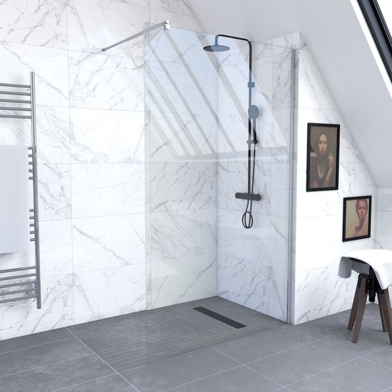 Pack inloopdouchescherm transparant 120x200cm met chroom profiel ...