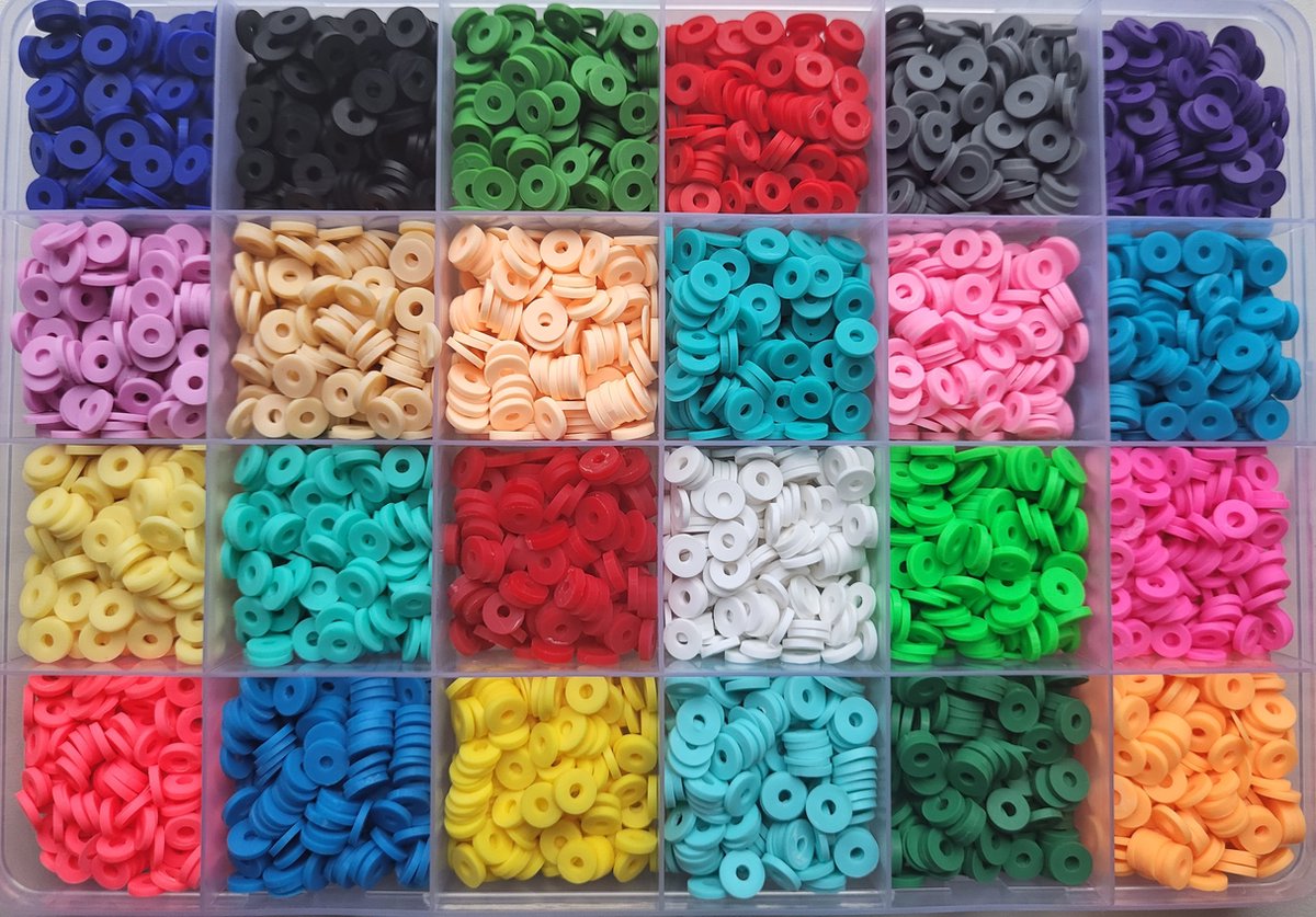 Katsuki kralenbox - 24 kleuren - Platte kralen - incl. rijgdraad ...